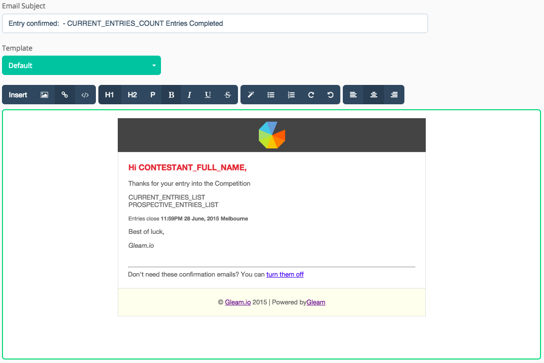 Competition Widget Setup - Gleam